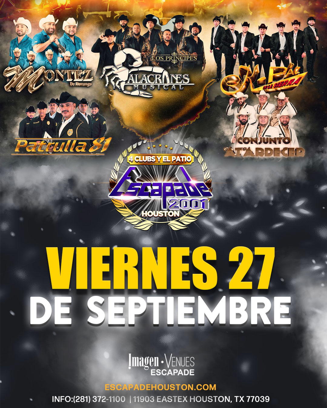 Nightclub en Houston | Escapade 2001 - Música en Vivo y 4 Clubs